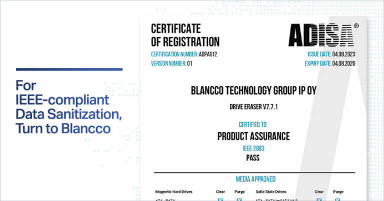 For IEEE 2883‑Compliant Storage Sanitization, Turn to Blancco - Blancco